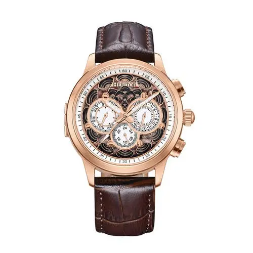 HERITOR AUTOMATIC Apostle Leather-band Watch - Rose Gold/white