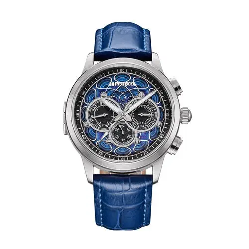 HERITOR AUTOMATIC Apostle Leather-band Watch - Silver/blue