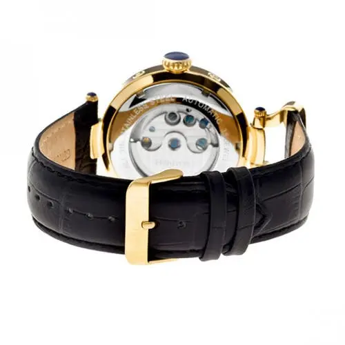 HERITOR AUTOMATIC Semi-skeleton Leather-band Watch - Gold/black