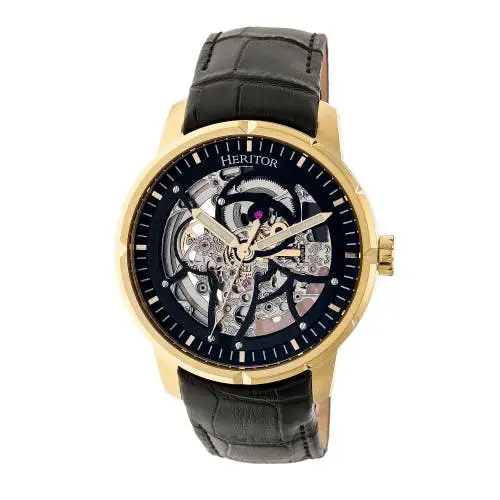 HERITOR AUTOMATIC Heritor Ryder Skeleton Strap Watch - Black/gold