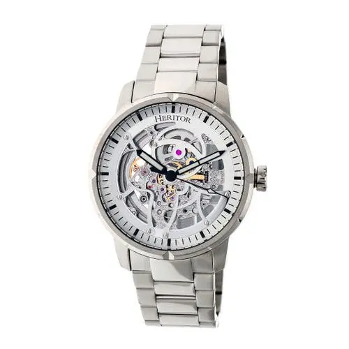 HERITOR AUTOMATIC Heritor Ryder Skeleton Strap Watch - Silver/white