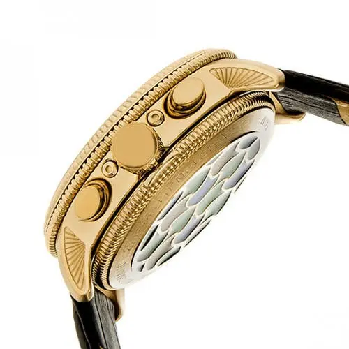 HERITOR AUTOMATIC Aura Semi-skeleton Leather-band Watch - Gold/white