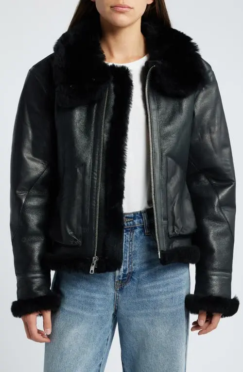 SCHOTT B-3 Genuine Shearling-lined Leather Bomber Jacket