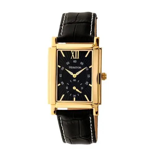 HERITOR AUTOMATIC Frederick Leather-band Watch - Gold/black