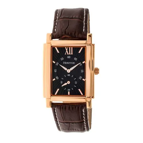 HERITOR AUTOMATIC Frederick Leather-band Watch - Rose Gold/black