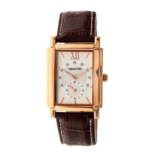 HERITOR AUTOMATIC Frederick Leather-band Watch - Rose Gold/silver