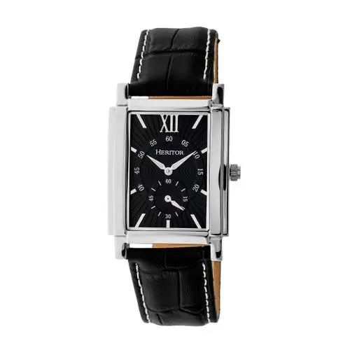 HERITOR AUTOMATIC Frederick Leather-band Watch - Silver/black