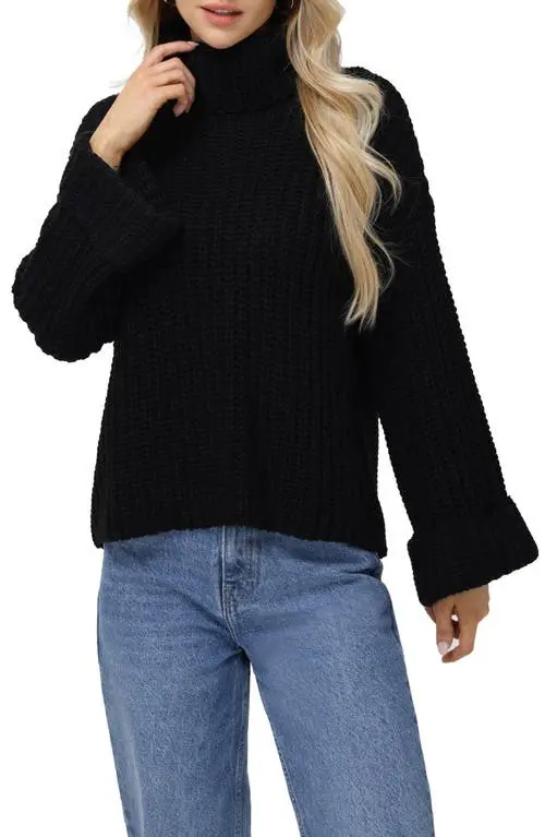 525 America 525 Vida Bell Sleeve Turtleneck Sweater - Black