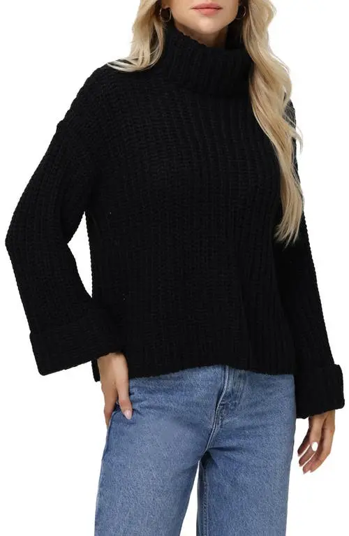 525 America 525 Vida Bell Sleeve Turtleneck Sweater - Black