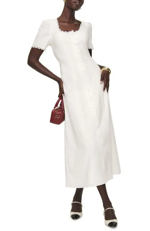 REFORMATION Alida Organic Cotton Midi Dress - White