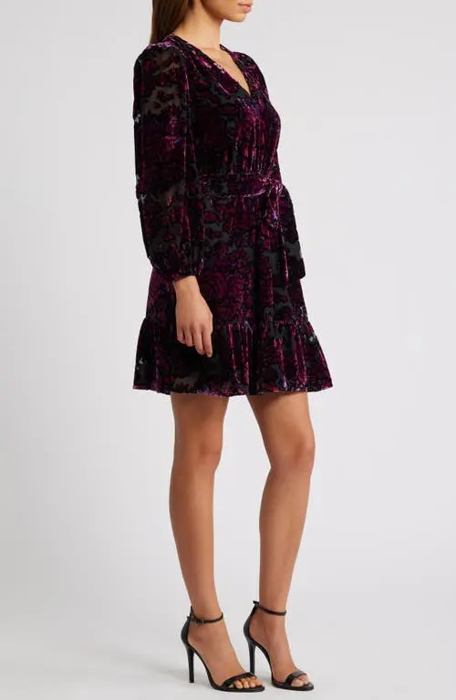 Eliza J Long Sleeve Velvet Cocktail Dress In Black Wildberry - 70% Off |  Editorialist