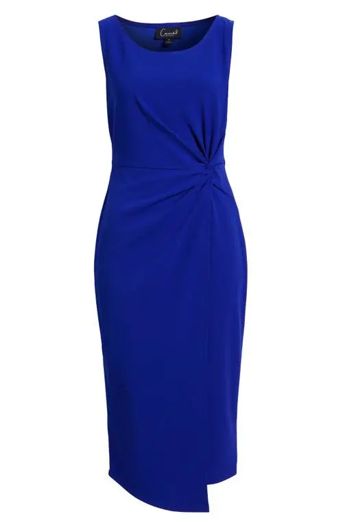 CONNECTED APPAREL Side Knot Sleeveless Sheath Midi Dress