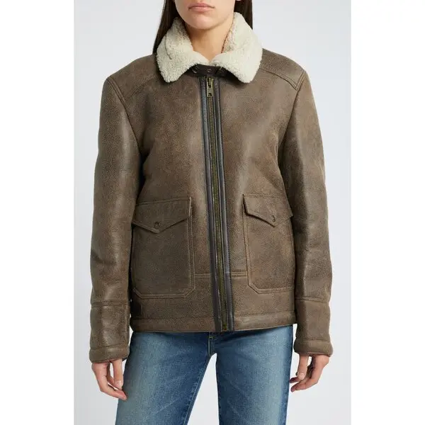 SCHOTT Genuine Shearling Lined Bomber Jacket