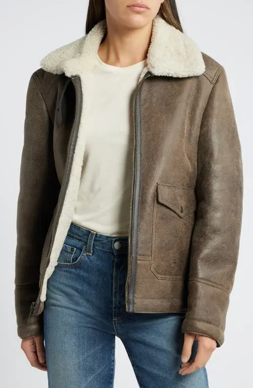 SCHOTT Genuine Shearling Lined Bomber Jacket