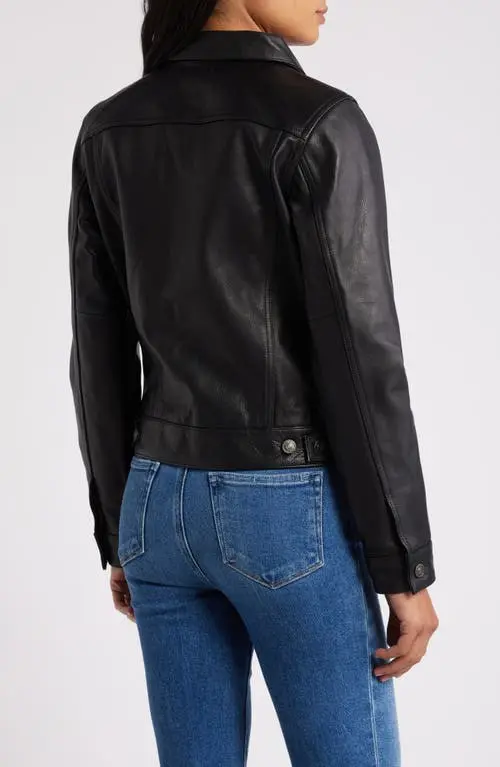 SCHOTT Leather Trucker Jacket - Black