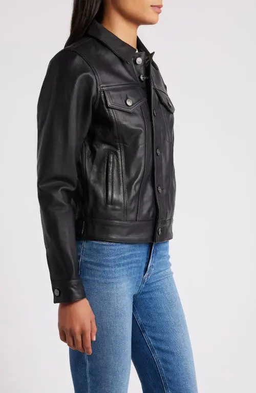 SCHOTT Leather Trucker Jacket - Black