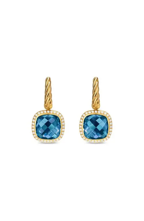David Yurman Albion Drop Earrings - 18k Gold/ Blue Topaz