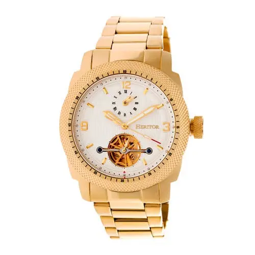HERITOR AUTOMATIC Heritor Helmsley Semi-skeleton Bracelet Watch - Gold/white