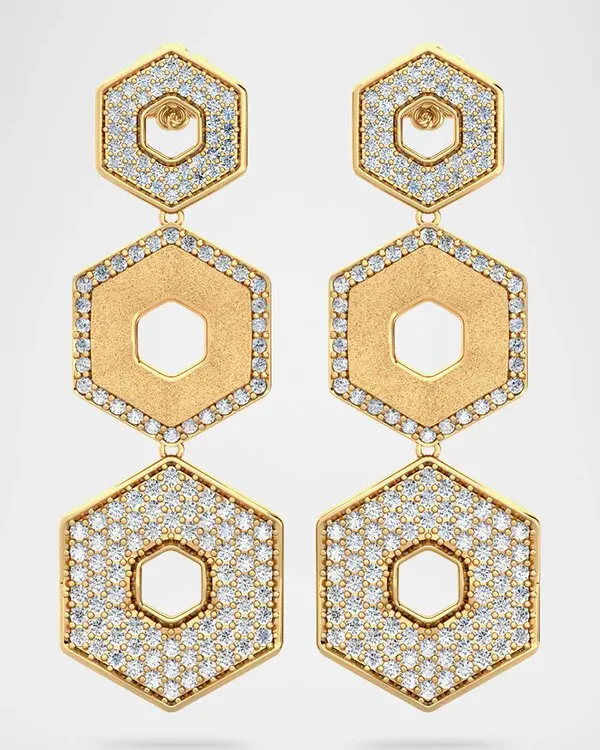 JAMIE TURNER Eclipse Diamond Statement Earrings - Yellow Gold