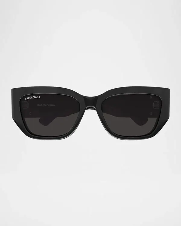 Balenciaga Bb Logo Cat Eye Sunglasses - Shiny Solid Black