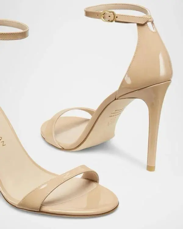 STUART WEITZMAN Nudist Ii Patent Ankle-strap Sandals - Beige