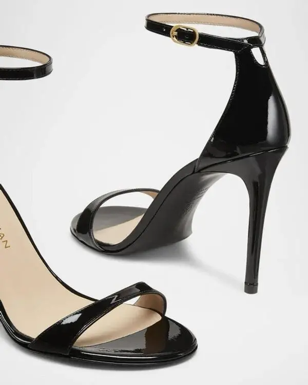 STUART WEITZMAN Nudist Ii Patent Ankle-strap Sandals - Black
