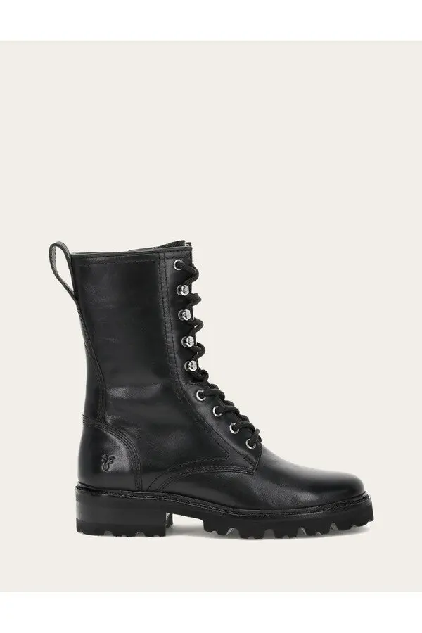 THE FRYE COMPANY Olivia Combat Lace-up Ankle Boots - Black