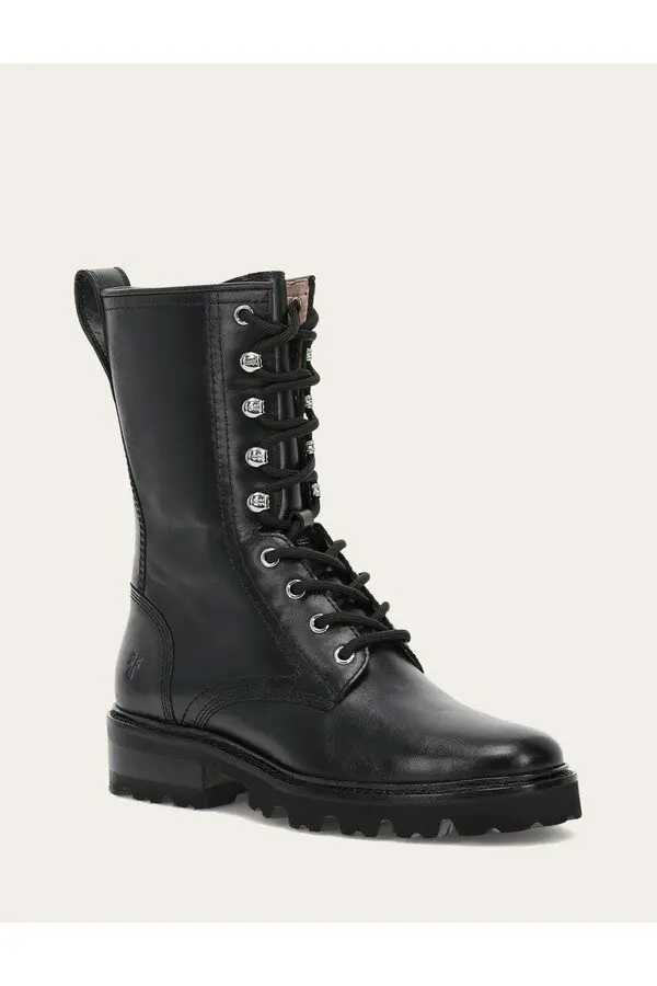 THE FRYE COMPANY Olivia Combat Lace-up Ankle Boots - Black