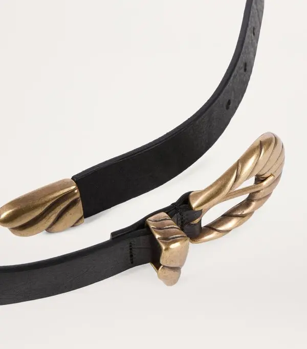 The Kooples Leather Double-Buckle Belt In Black - 51% Off  display picture 2