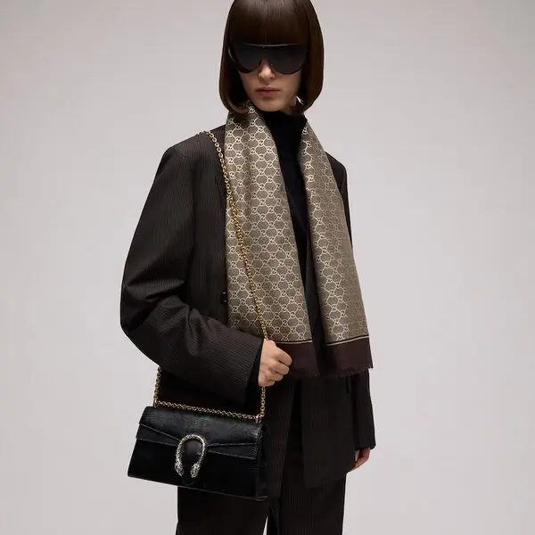 Gucci Laminated Gg Wool Shawl