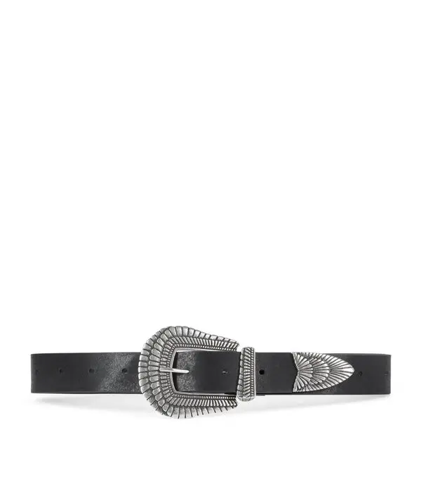 The Kooples Spell Out Logo Western Etched Black Leather Belt size 3/Large NEW Men main image 3