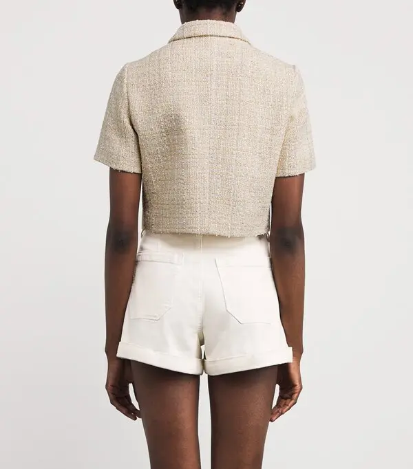 Maje Tweed Cropped Jacket - Neutral