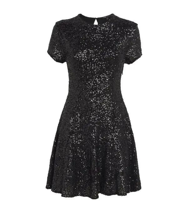 Maje Sequinned Mini T-shirt Dress - Black