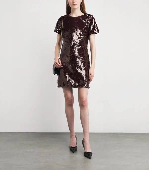 dark red women's dress Deep V-Neck Long Red Sequin Prom Dress