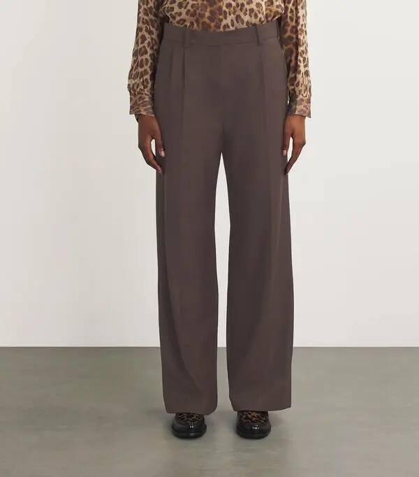Maje Wide-leg Tailored Trousers - Brown