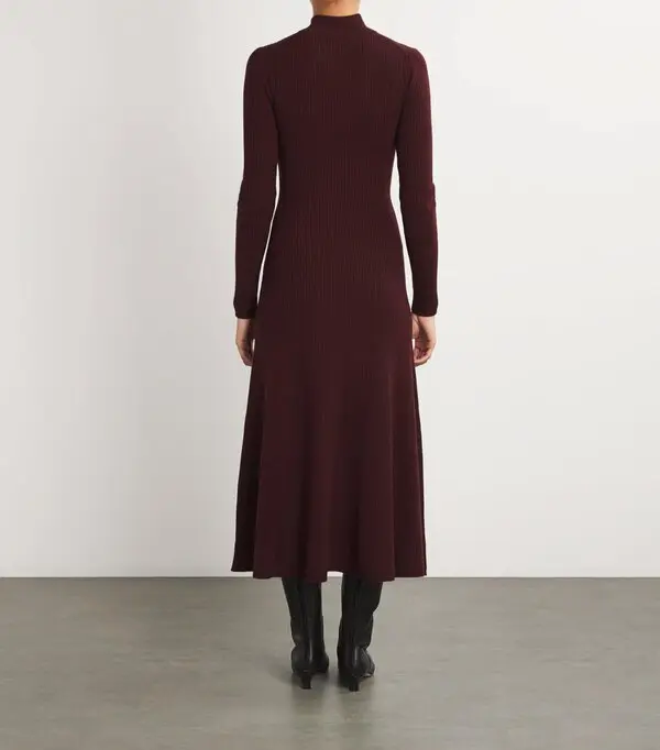 Me+Em Wool-Cashmere High-Neck Dress In Burgundy - 30% Off | Editorialist