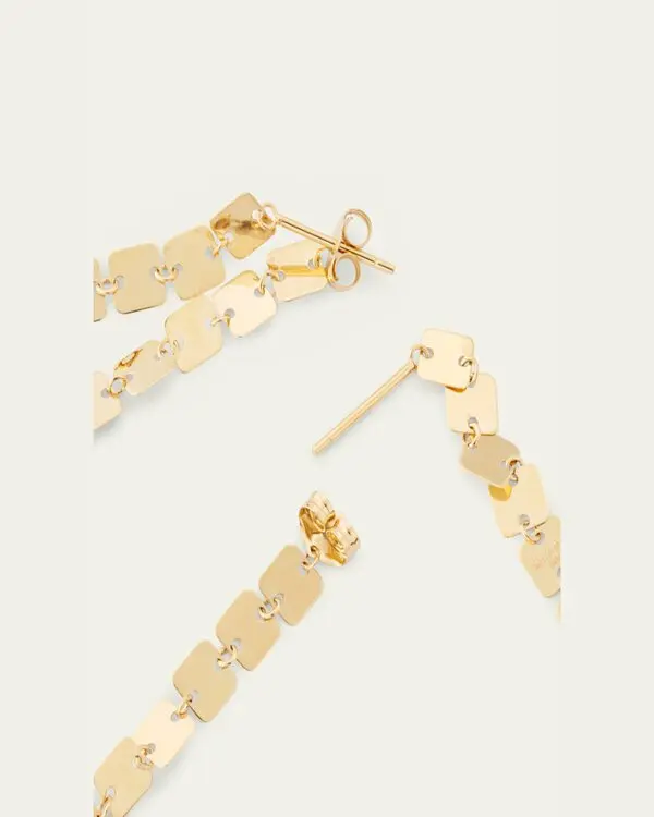 Lana Jewelry 14k Yellow Laser Square Chain Earrings - Gold