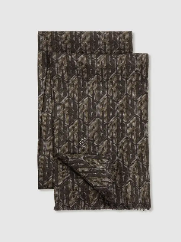 REISS Mallory Silk-twill Monogram-jacquard Dress Scarf