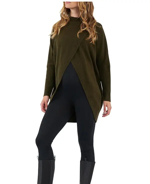 RIPE MATERNITY Hallie Cross Over Knit Sweater - Khaki