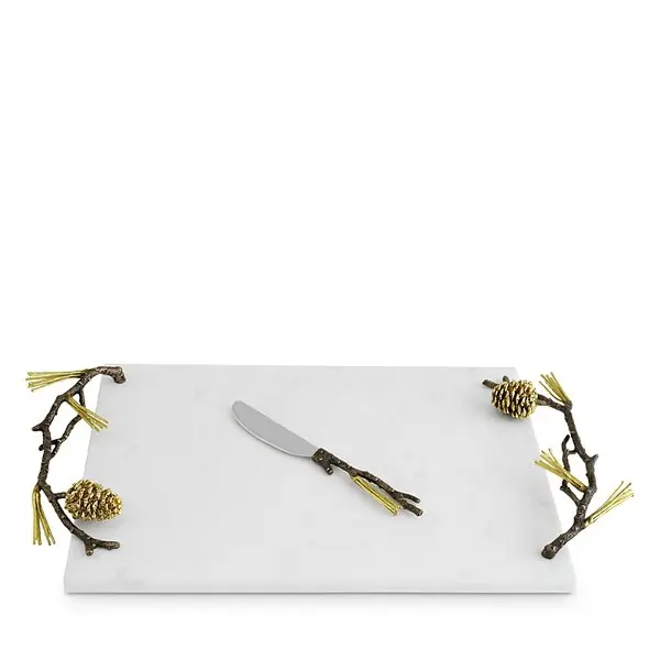 Michael Aram Pine Cone Cheeseboard With Knife - White