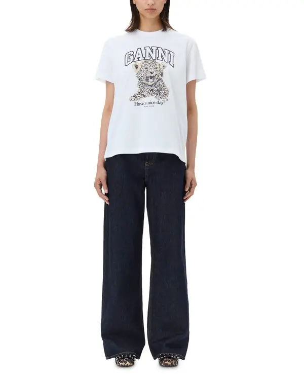 GANNI Basic Jersey Relaxed Tee - Leopard