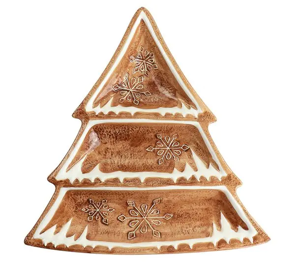 MARTHA STEWART Gingerbread Tree 3 Sectioned Tid Bit Tray