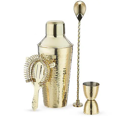 TWINE Gold Hammered Barware Set - One-color