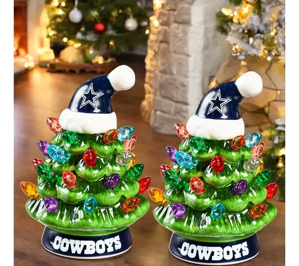 EVERGREEN Nfl Officially Licensed Set Of 2 4' Led Christm S Trees - One-color