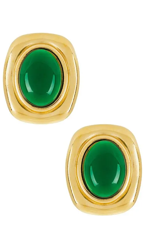 8 Other Reasons Jewel Stud Earrings - Gold & Green