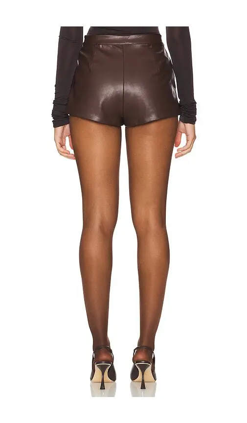 LOVERS AND FRIENDS Reese Faux Leather Shorts - Chocolate Brown