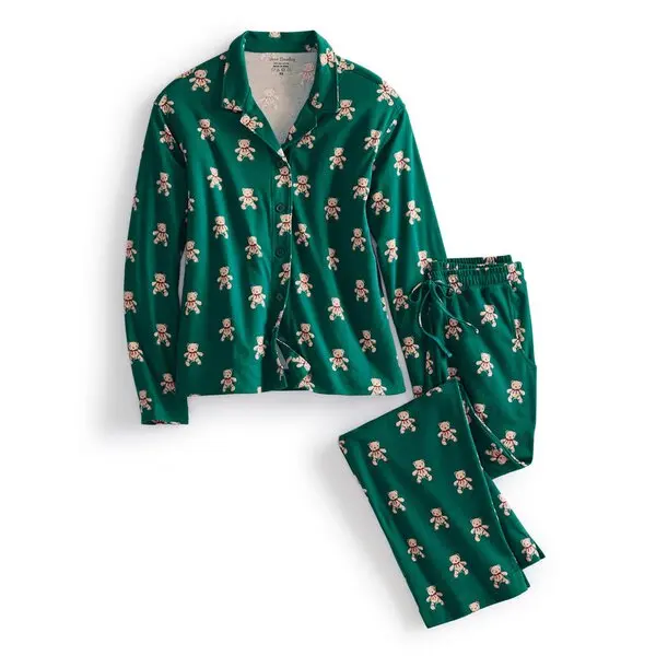 VERA BRADLEY Long-sleeved Pajama Set In Bear Mosaic - Green