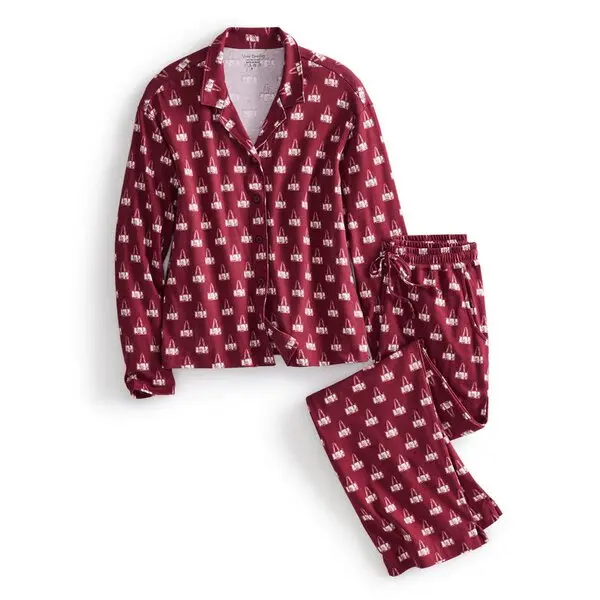VERA BRADLEY Long-sleeved Pajama Set In Duffel Mosaic - Red
