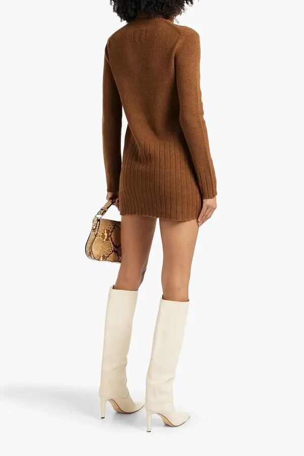 NILI LOTAN Everett Wool And Cashmere-blend Turtleneck Mini Dress