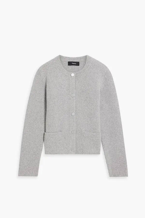 Theory Wool And Cashmere-blend Cardigan - Gray
